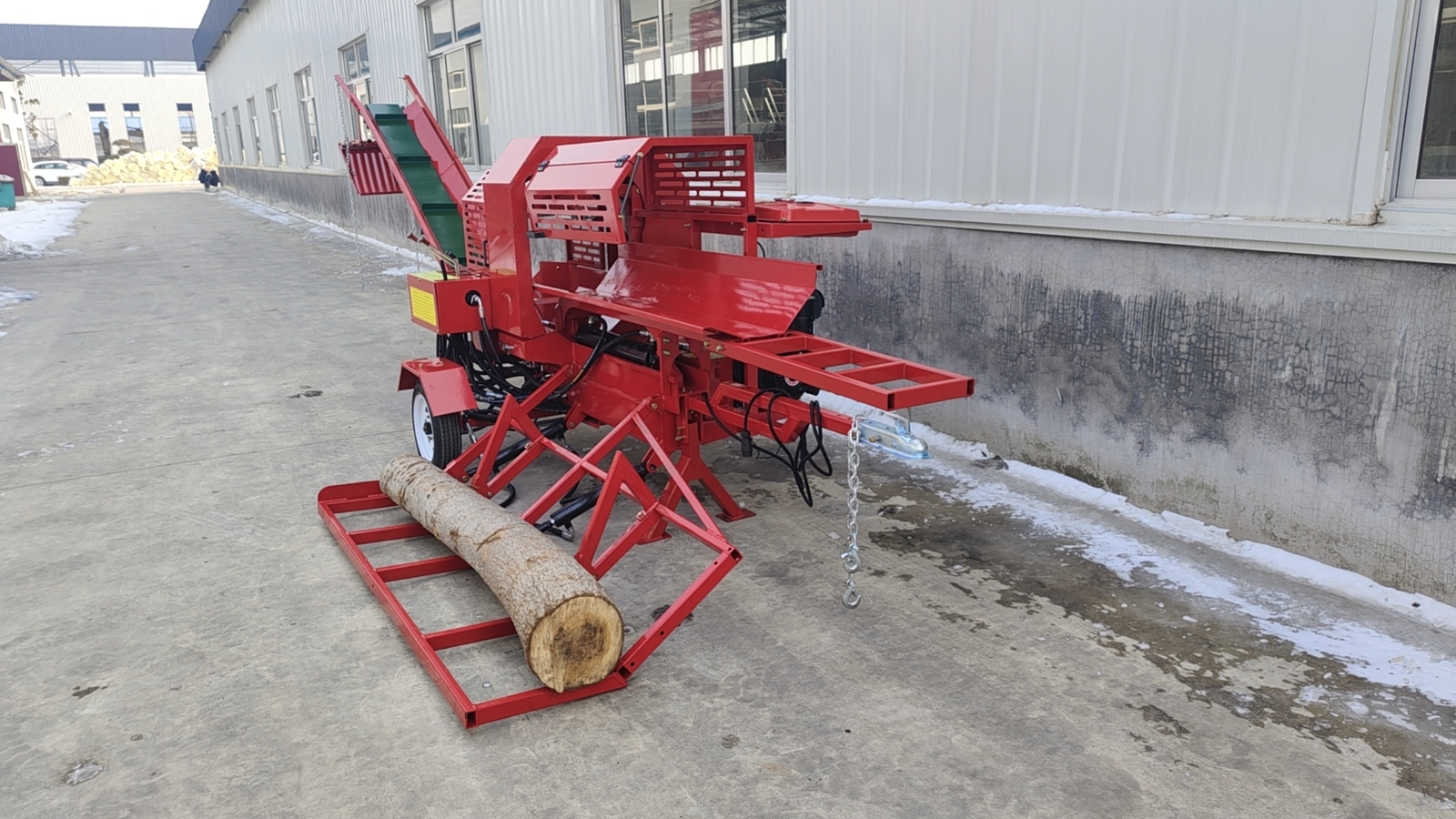 40T Firewood Processor 27HP Hydraulically Log Splitter 118" Conveyor ...