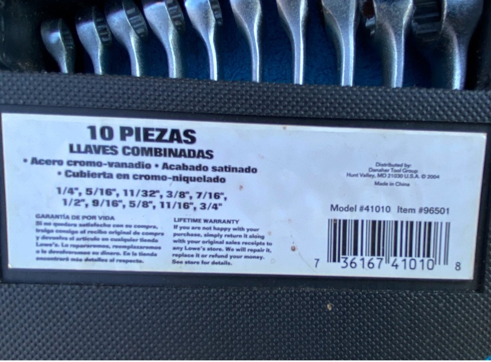 TASK FORCE 96501 10-PIECE S.A.E. COMBINATION WRENCH SET | eBay