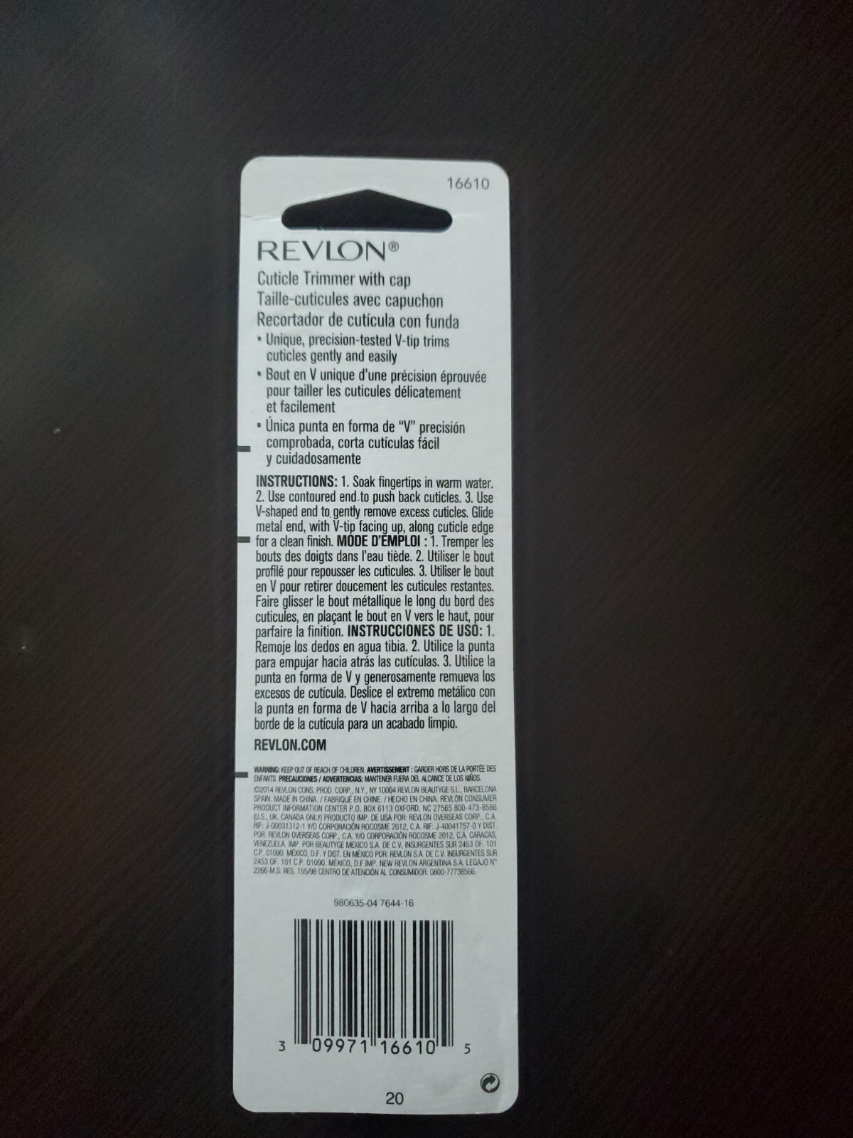 Revlon Cuticle Trimmer with Protective Cap, VTip, Manicure, Pedicure ...