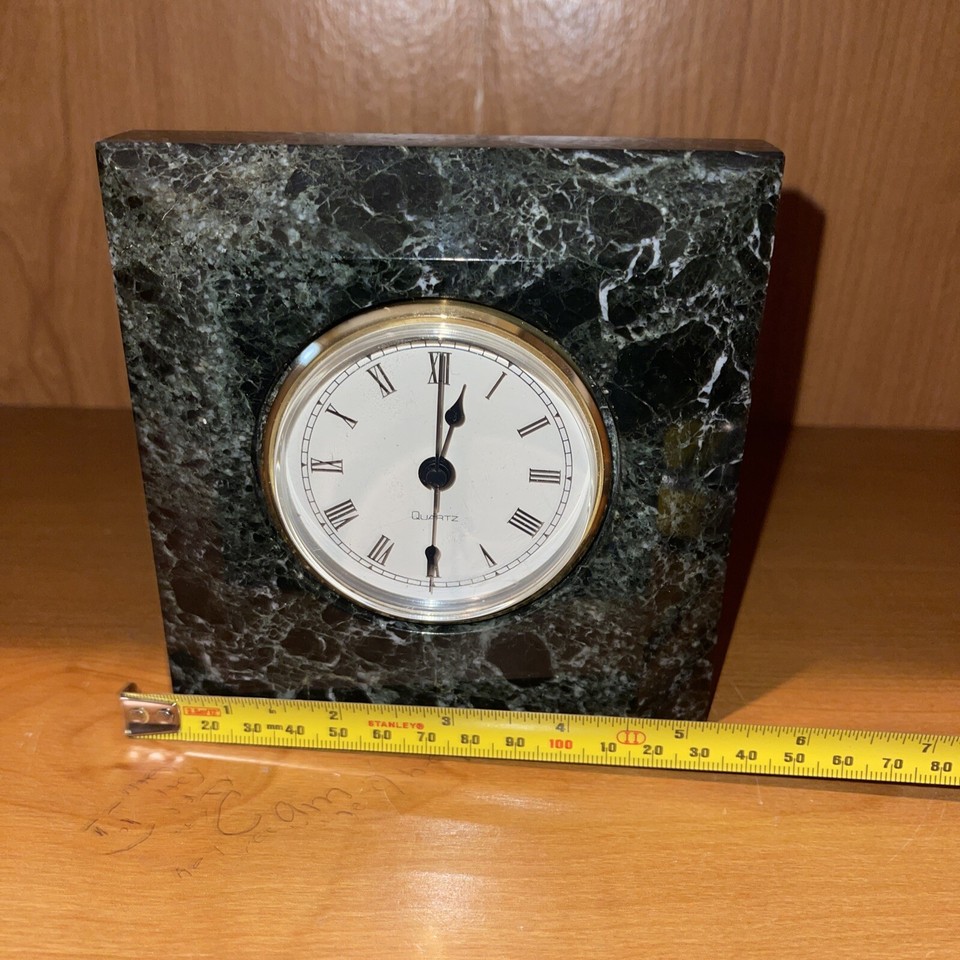Gray Marble Desk Clock Paperweight Gold Bordered Clock Need Battery | eBay