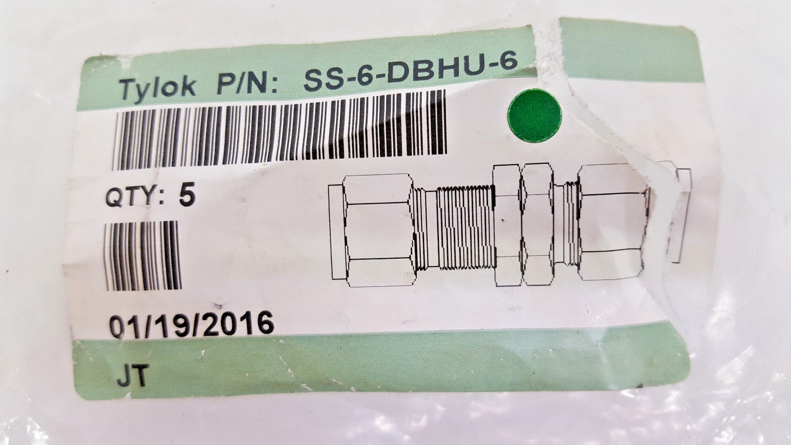 Tylok SS-6-DBHU-6 Bulkhead Union Stainless Steel 3/8 /8 for sale online ...