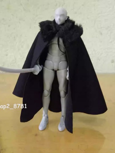 1/12 Fur Collar Wired Black Cloak Cape For Figma Shf 6'' Action Figure ...