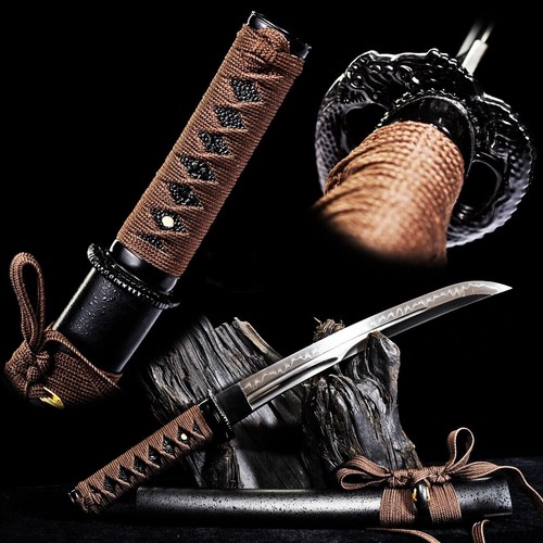 20''Tanto Sharp T10 Clay Tempered Japanese Samurai Short Sword Mini ...
