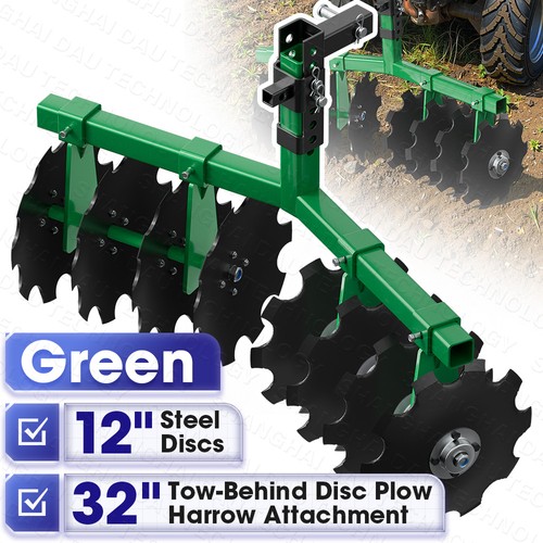 32" Heavy-Duty Disc Plow Harrow, ATV/UTV Tow-Behind Disc Plow Harrow W ...