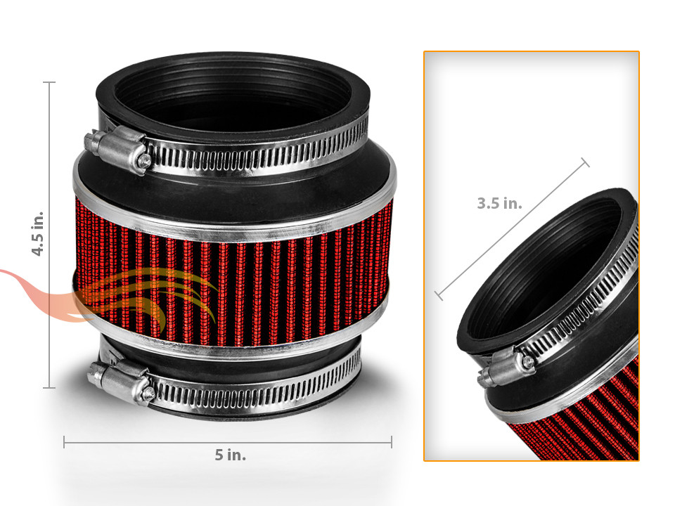 3.5" Cold Air Intake Bypass Valve Filter RED | eBay