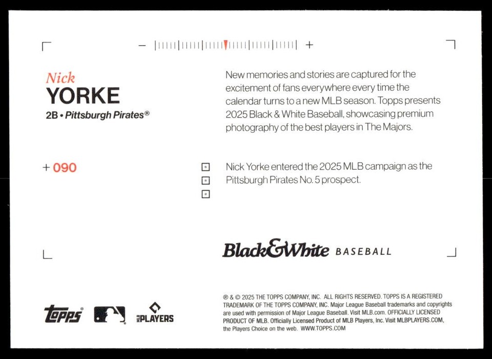 2025 Topps Black & White Nick Yorke #90 Rookie Card RC Pittsburgh ...