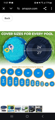 24 ft Round Pool Cover for Above Ground Pools, Cold and UV Resistant ...