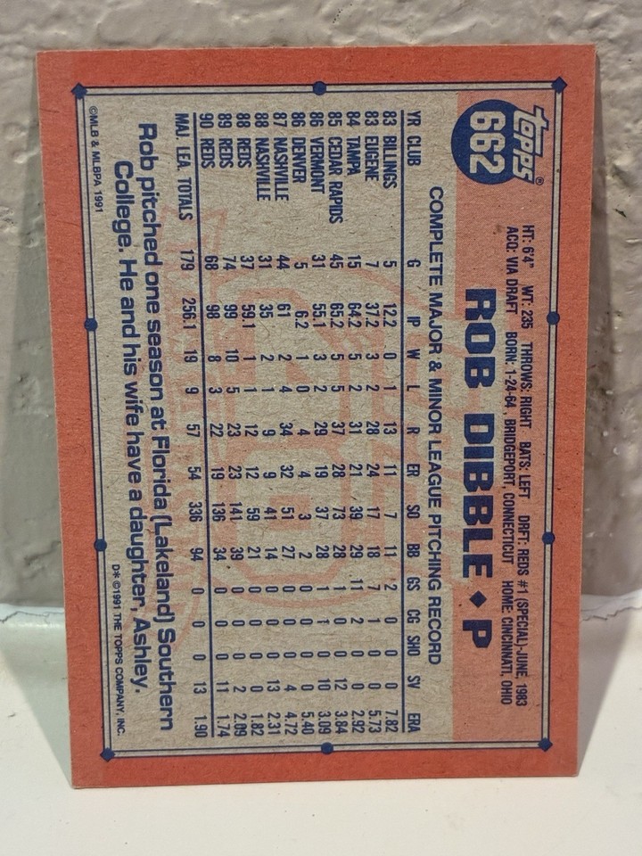 1991 Topps Operation Desert Shield Rob Dibble #662 Cincinnati Reds EX B ...
