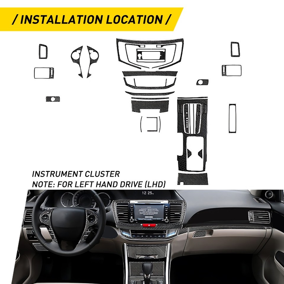 31x Carbon Fiber Style Interior Stickers Cover Trim Kit For Honda ...