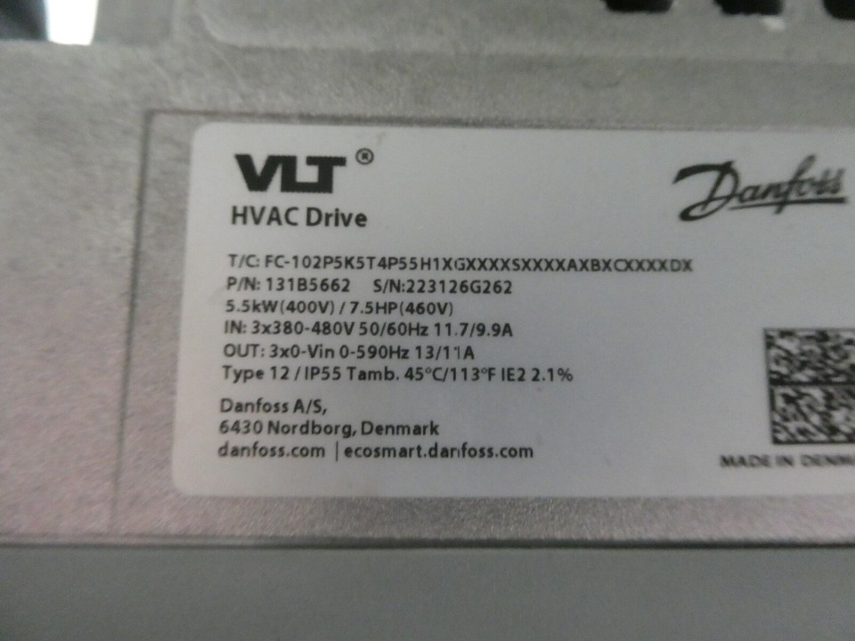 DANFOSS FC100 - VFD VLT HVAC Drive 5.5kW - 131B5662 -- FC ...