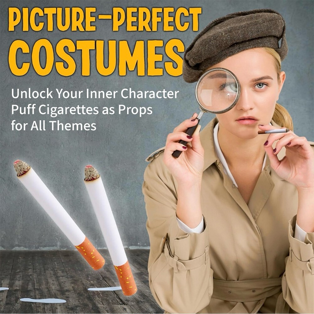 48 Pack Realistic Blow Smoke Fake Puff Cigarettes for Halloween Prank ...