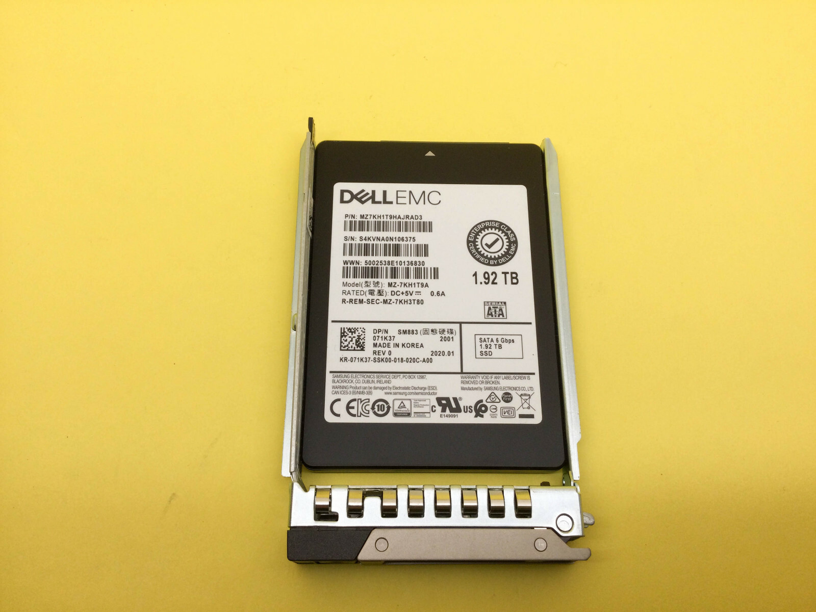 71K37 DELL EMC 1.92TB 6Gbps 2.5in Mixed Use Samsung SM883 SATA SSD MZ ...