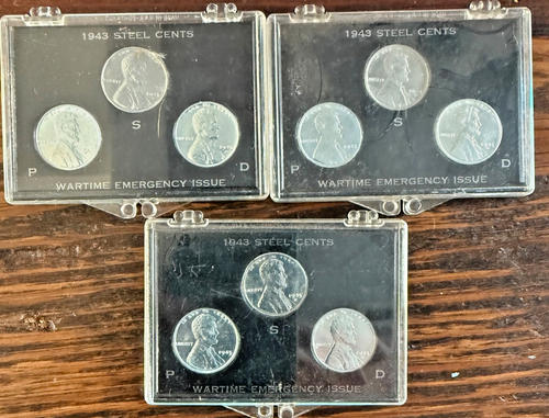 3 SETS - 1943 STEEL CENTS SET OF WARTIME EMERGENCY ISSUE** RARE 3 MINT ...