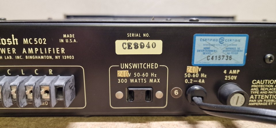 McIntosh MC502 Stereo Power Amplifier | eBay UK