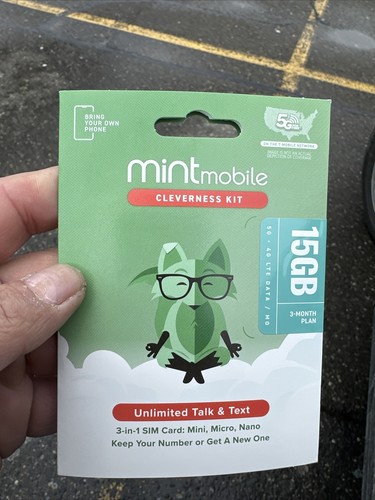 Mint Mobile Sim Card 3 Month 15 GB Unlimited Talk & Text And Starter ...