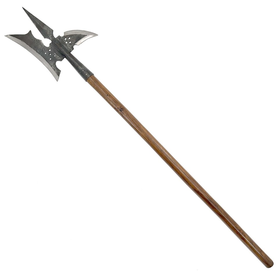 18TH CENTURY MEDIEVAL HAND FORGED CROSS HALBERD SERGEANTS WITH WOODEN ...