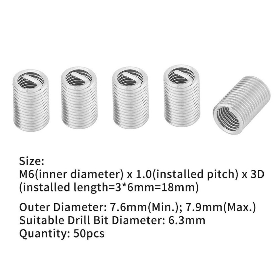 Threaded Insert Nut Business Prevent Loosening Equipment Helicoil M6x1 ...