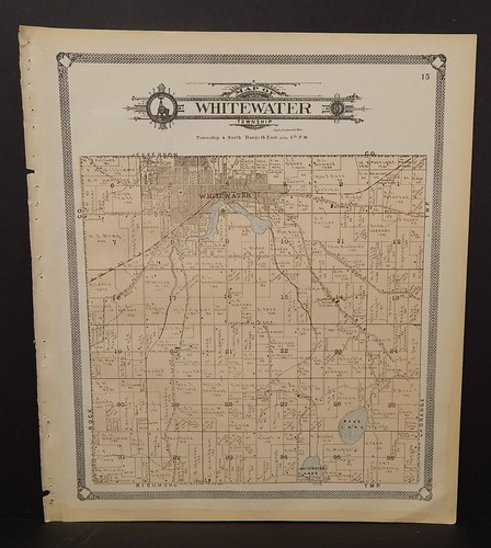 Wisconsin Walworth County Map Whitewater Township 1907 J23#49 | eBay