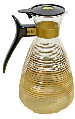 Vintage 50s 60s Atomic Pyrex Mid-Century Modern Glass Carafe Gold ...