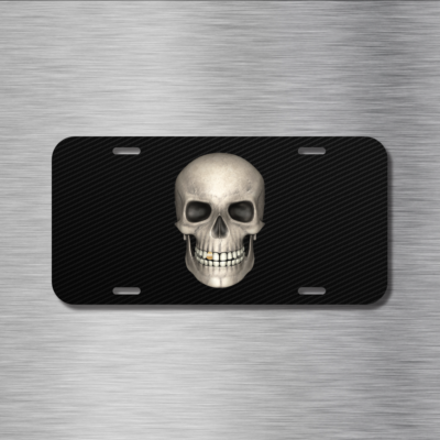 Gold tooth Skull Skeleton Carbon Badass Vehicle License Plate Auto Car ...