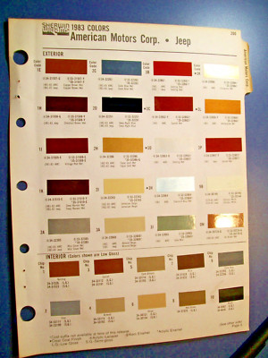 1983 American Motors AMC JEEP car auto color SW Paint Chips set -ext ...