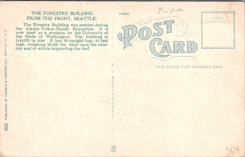 Seattle WA Alaska Yukon Pacific Expo Forestry Building Front 1909 ...