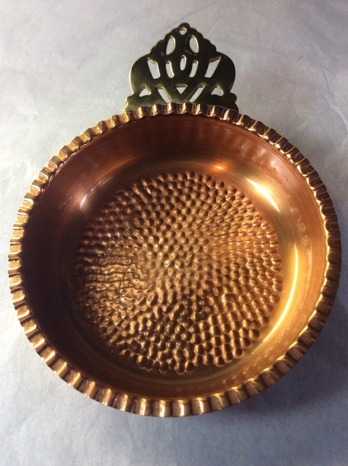 VTG COPPERCRAFT HAMMERED Copper BRASS Porringer HANDLED BOWL Glass | eBay