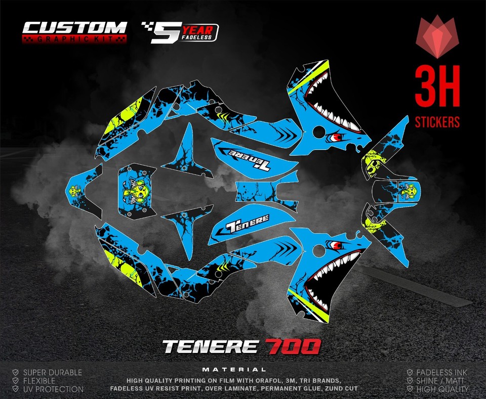 2019-2022 Yamaha Tenere T700 T7 Custom Designed Graphics Decals Stickers