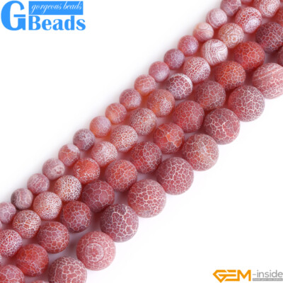 Red Agate Gemstone Frost Matte Gemstone Round Loose Beads For Jewelry ...