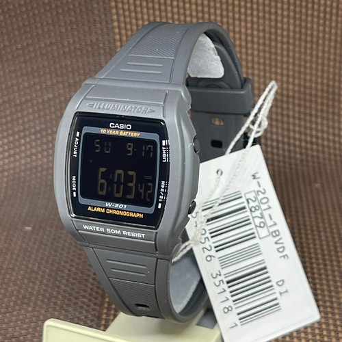 Casio Digital Dual Time Black Resin Band Watch W201-1B W-201-1B for ...