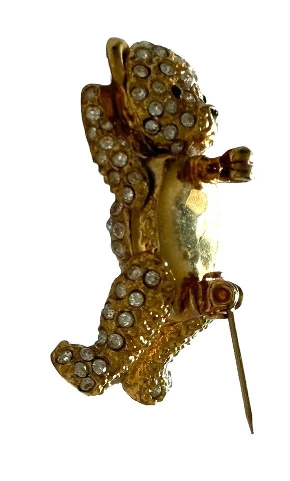 Gold Rhinestone Jointed Teddy Bear Pin Articulated Teddy Bear Brooch ...
