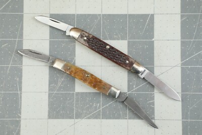 Lot of 2 Case XX 2 Blade Small Pen Folding Pocket Knives, Damascus ...