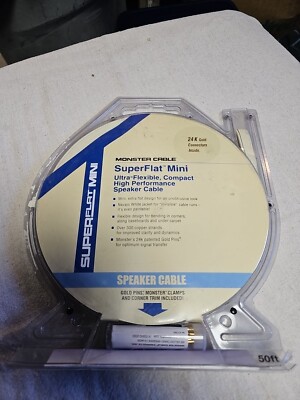 Monster SuperFlat Mini 50' Speaker Cable & 24k Gold Connectors Ultra Flexible | eBay