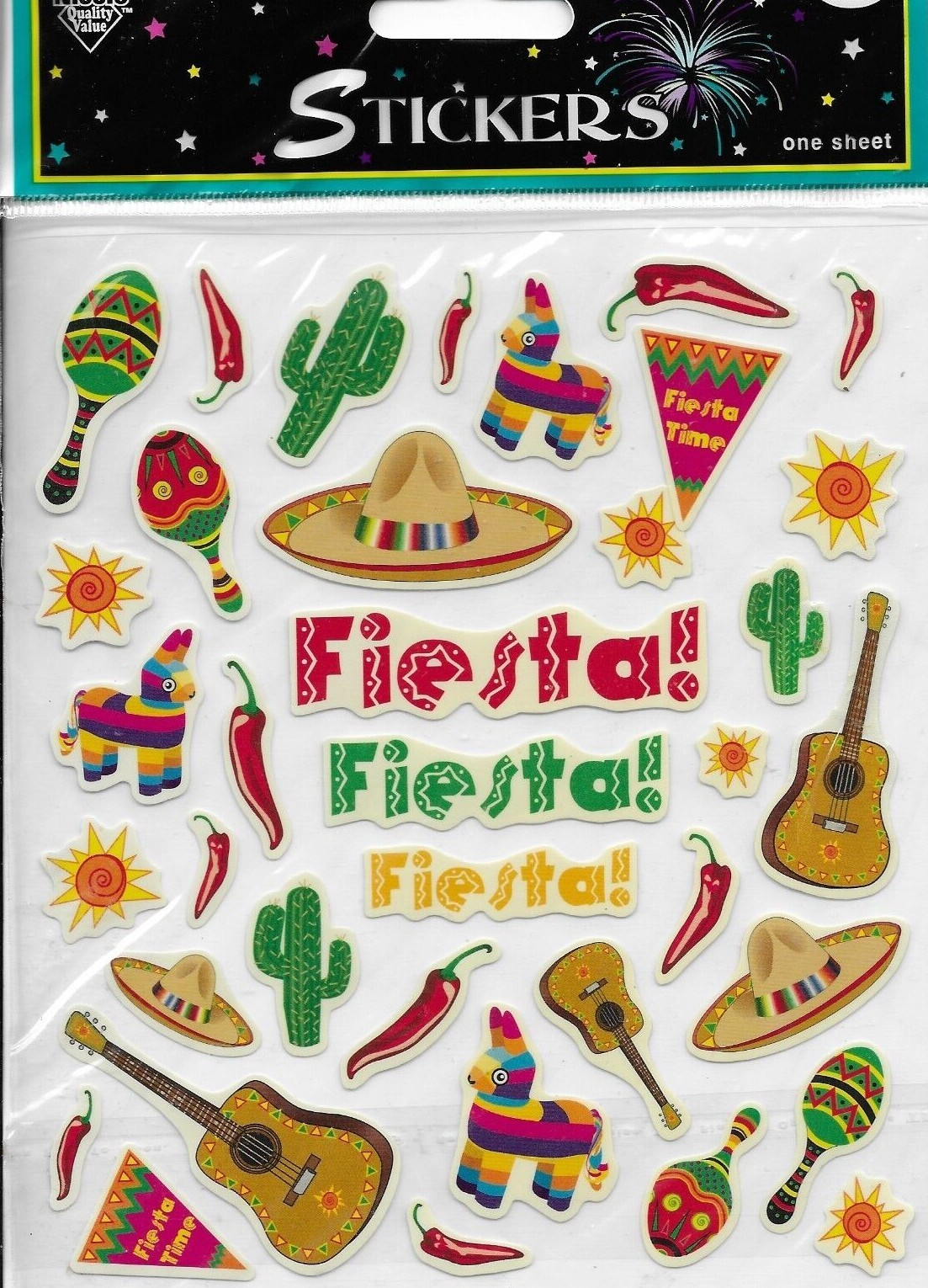 Fiesta Party Pinata Music Guitar Maracas Chile Peppers Sombrero Cactus ...
