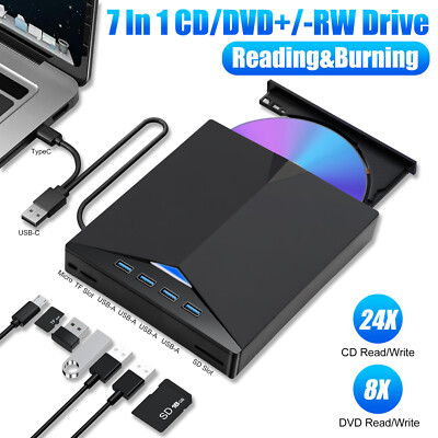 External CD DVD Drive USB 3.0 Writer Burner Player for PC Laptop ...