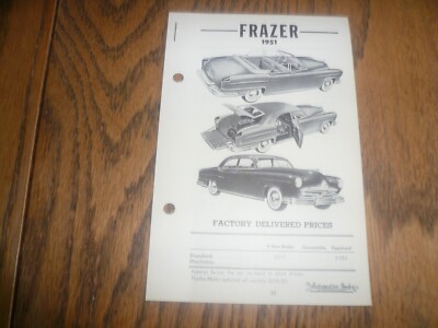 1951 Frazer Model Year Pocket Identifier Sales Staff Pages - Vintage | eBay