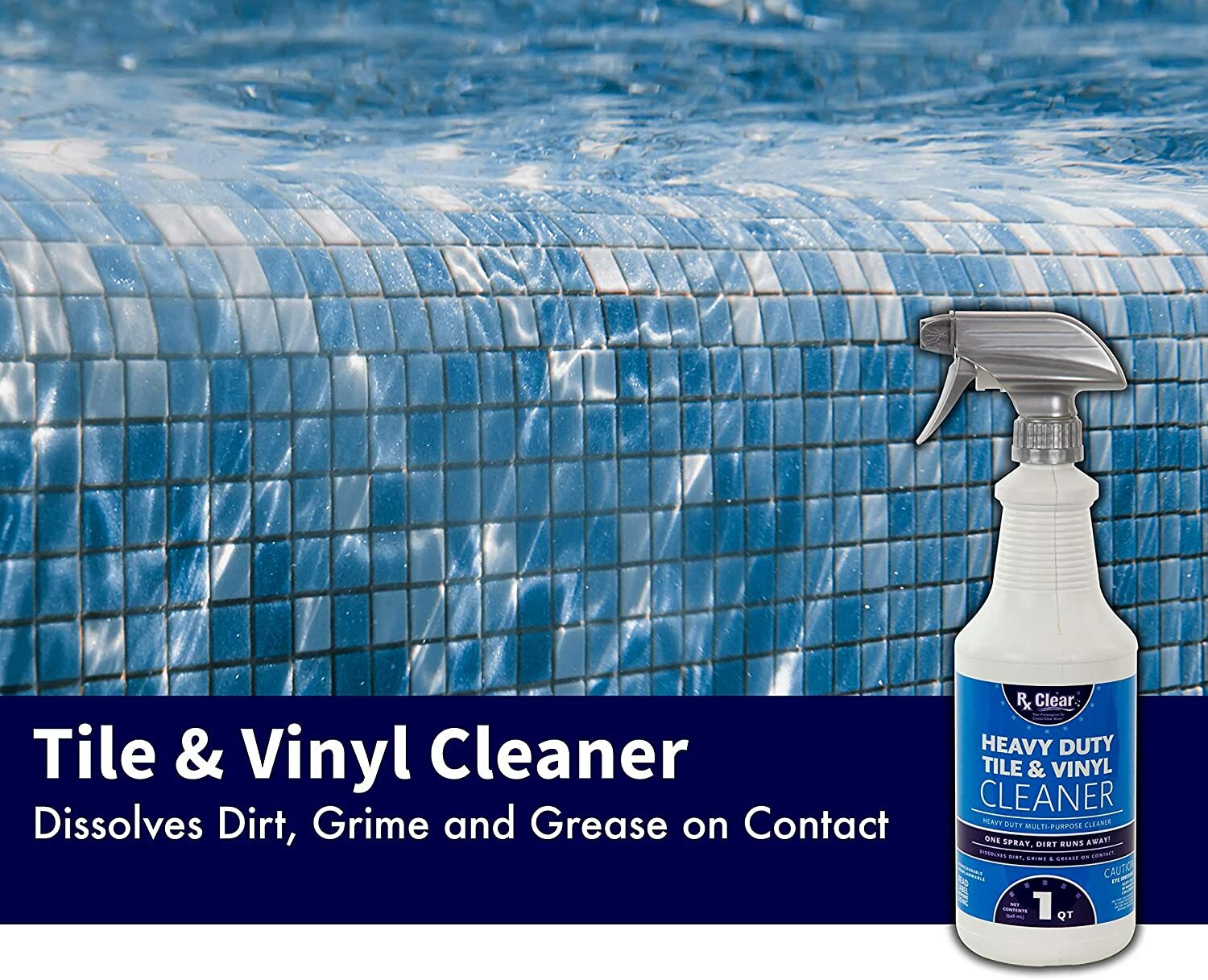 Swimming Pool Tile & Vinyl Liner Chemical Cleaner - 1 QT Bottle (Choose ...