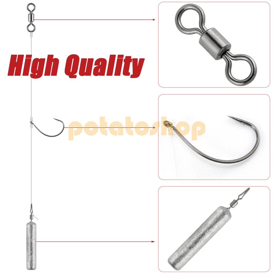 10 Pack Drop Shot Ready Rigs Pre Tied Hook LRF Perch Zander Carp ...