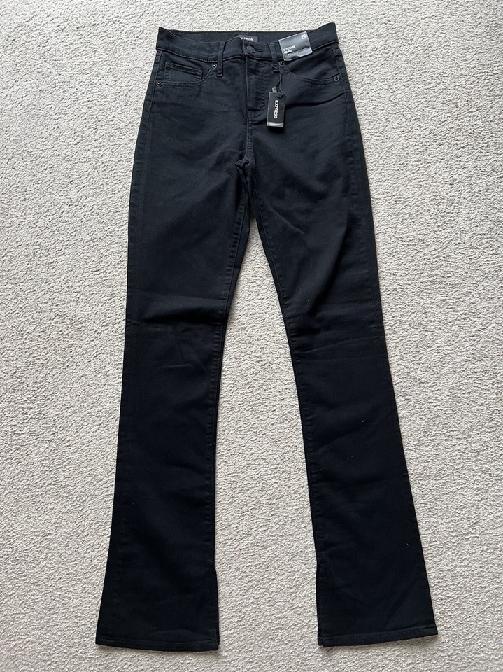 Women’s Express Black Mid Rise Skyscraper Jeans Size 2 Premium Stretch ...