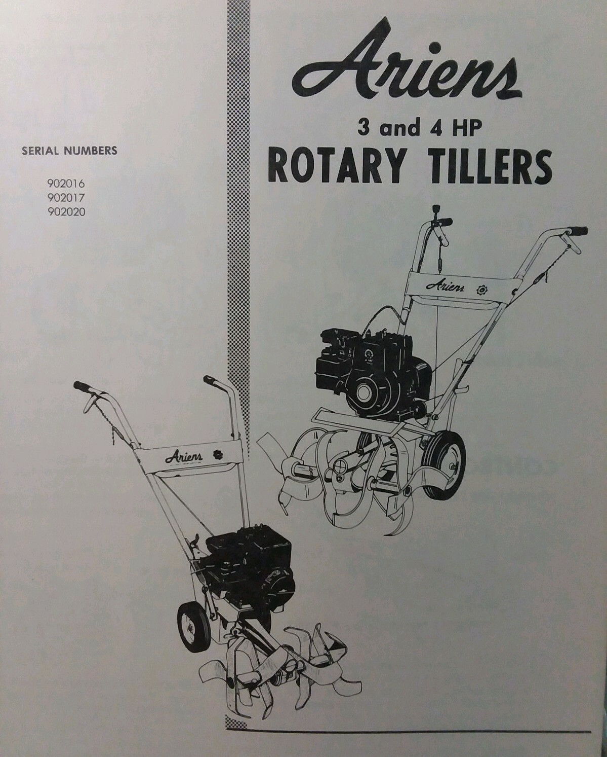 Ariens 902016 902020 Walk-Behind Rotary Tiller 1977--1978 Service ...