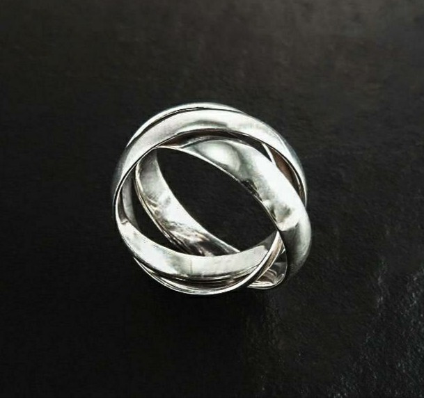 Interlocking Rolling Band Ring Interlocked ring Silver Love Ring Women ...