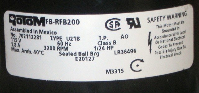 Rotom FB-RFB200 Olsen-Airco 20082 Exhaust Blower Right Hand Discharge 1/24HP for sale online | eBay