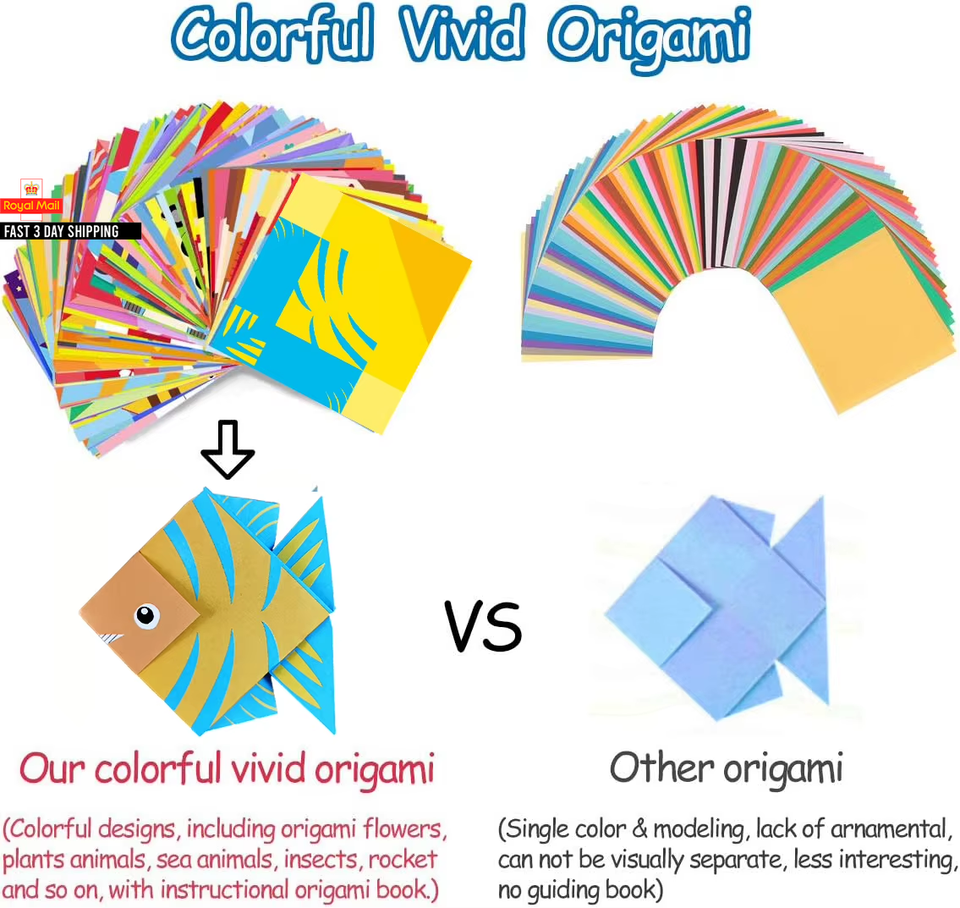 Origami Kit 30/96 Sheets Origami Paper Craft Guiding Book DIY Art Craft ...