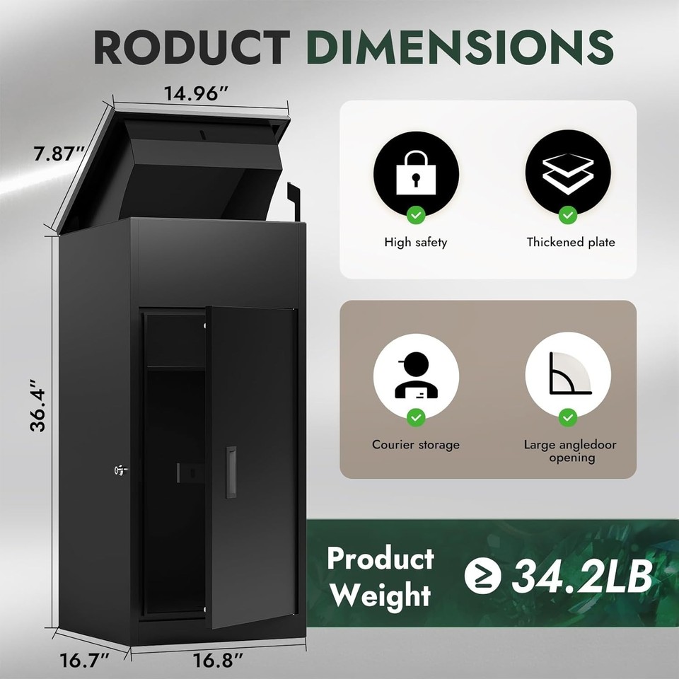 Package Delivery Boxes for Outside, Metal Parcel Drop Box, Large ...