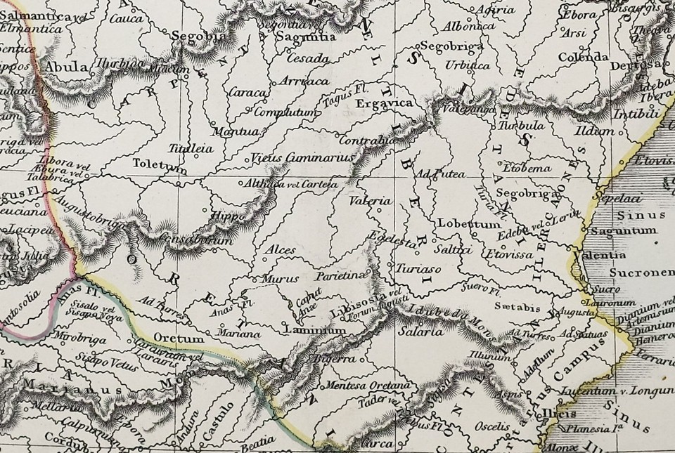 1857 ANCIENT MAP HAND COLOURED HISPANIA SPAIN ~ BALEARES LUCENSES ...
