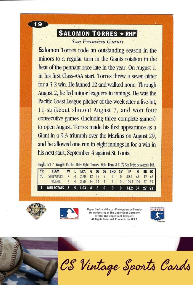 1994 Collector's Choice #19 Salomon Torres Silver Signature | eBay