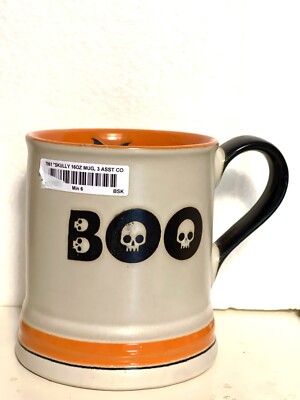 Boo Ghost Ceramic Stoneware Mug Spectrum Blue Sky Coffee Halloween Bat ...