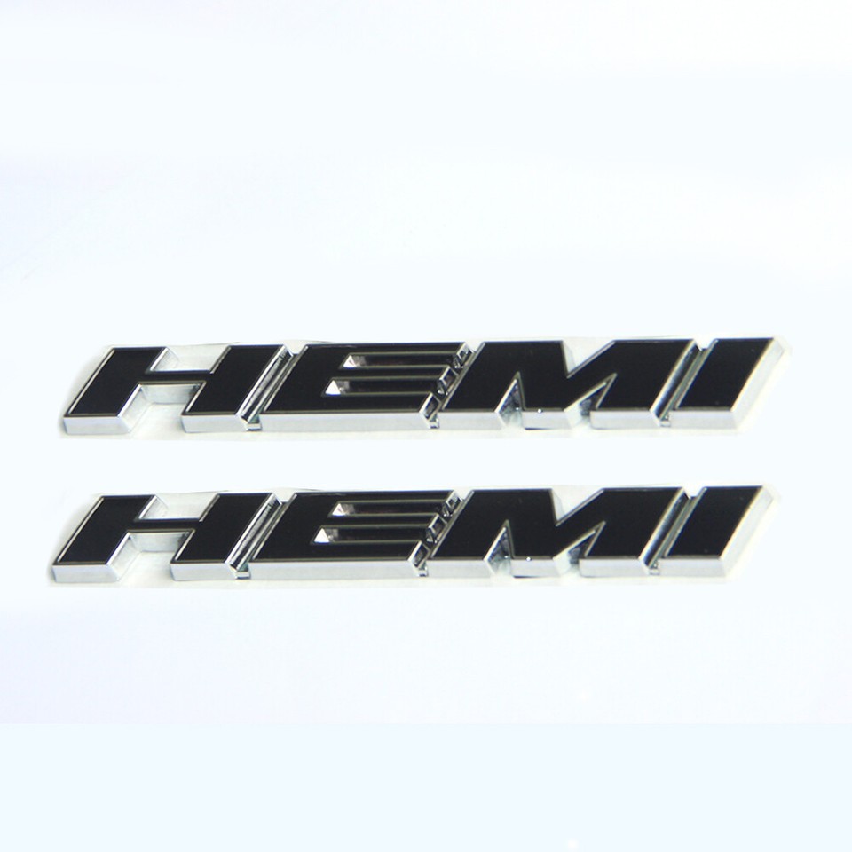 2x OEM Hemi Emblem Badge fits Side oblique Challenger Chrysler Chrome ...