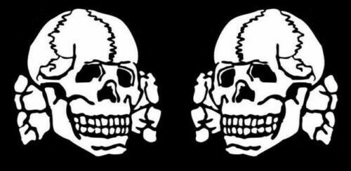 3" Biker death head decal lot x 2 deathshead skull die cut vinyl decal ...