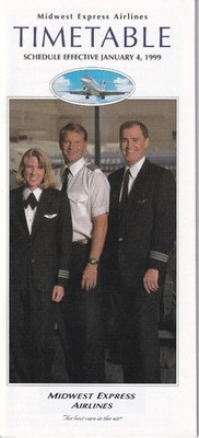 1999 (January) Midwest Express Airlines - system flight timetable | eBay